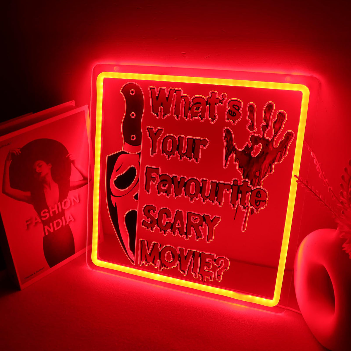 Fuendkf WhatS Your Favourite Scary MoviesNeon Signs For Wall Decor Dim ...