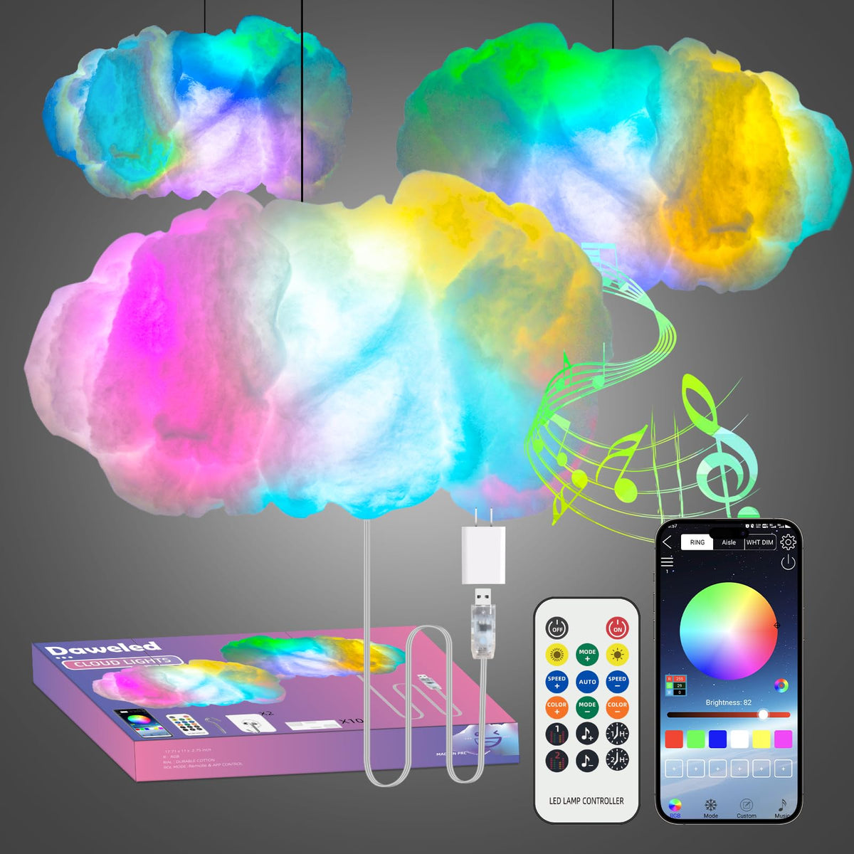 Cloud LED Lights for Bedroom - Aesthetic Mood Light, Music Sync App ...
