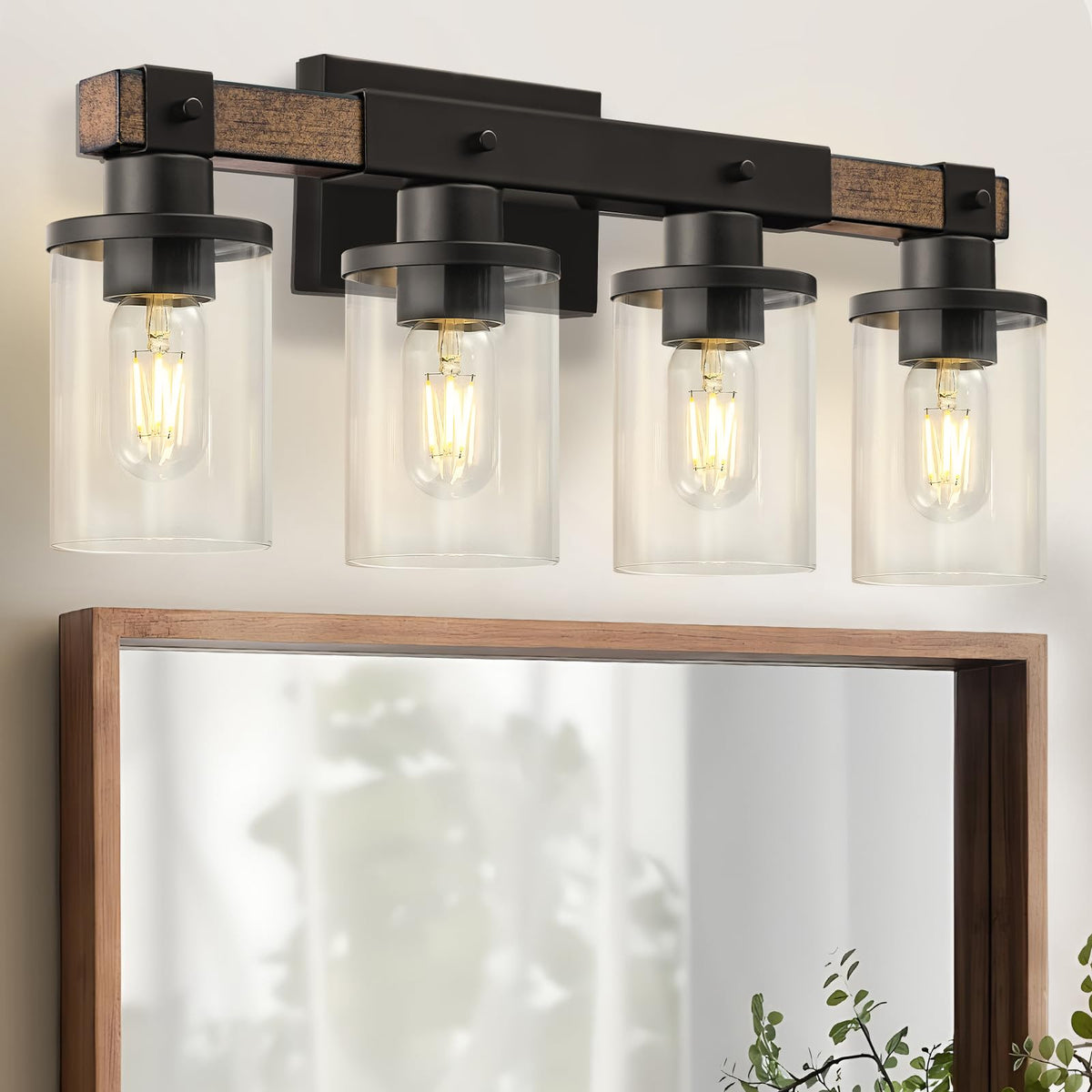 GOEBLESON 4-Light Bathroom Vanity Light Fixture - Rustic Farmhouse ...