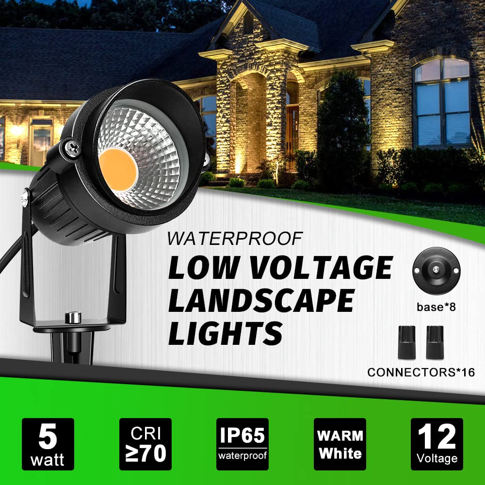 Lightingwill 5W Landscape Lighting Warm White 3000K-3500K Dc 12V Led L ...