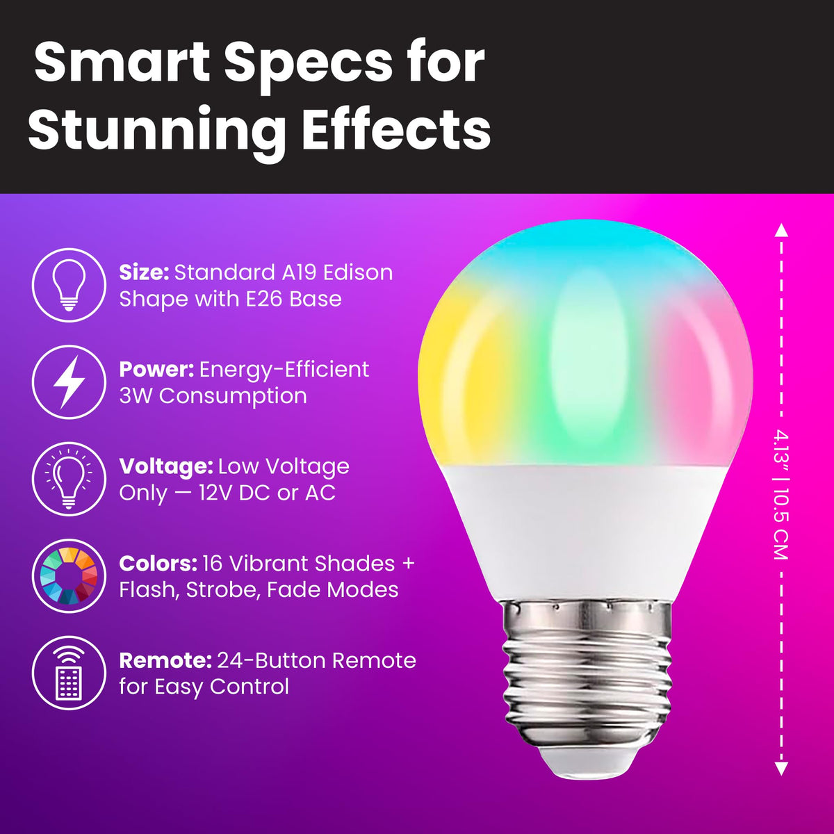 12Vmonster Low Voltage LED Light Bulb, 12V, 3W, Multicolor, 16 Colors ...
