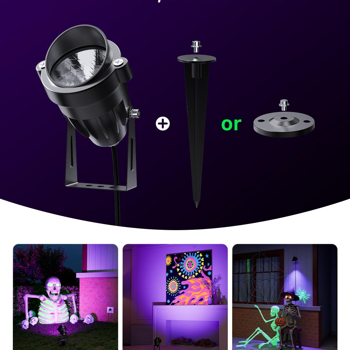 4 Pack Halloween Uv Landscape Spotlights For Outdoor Front Yard Waterp ...