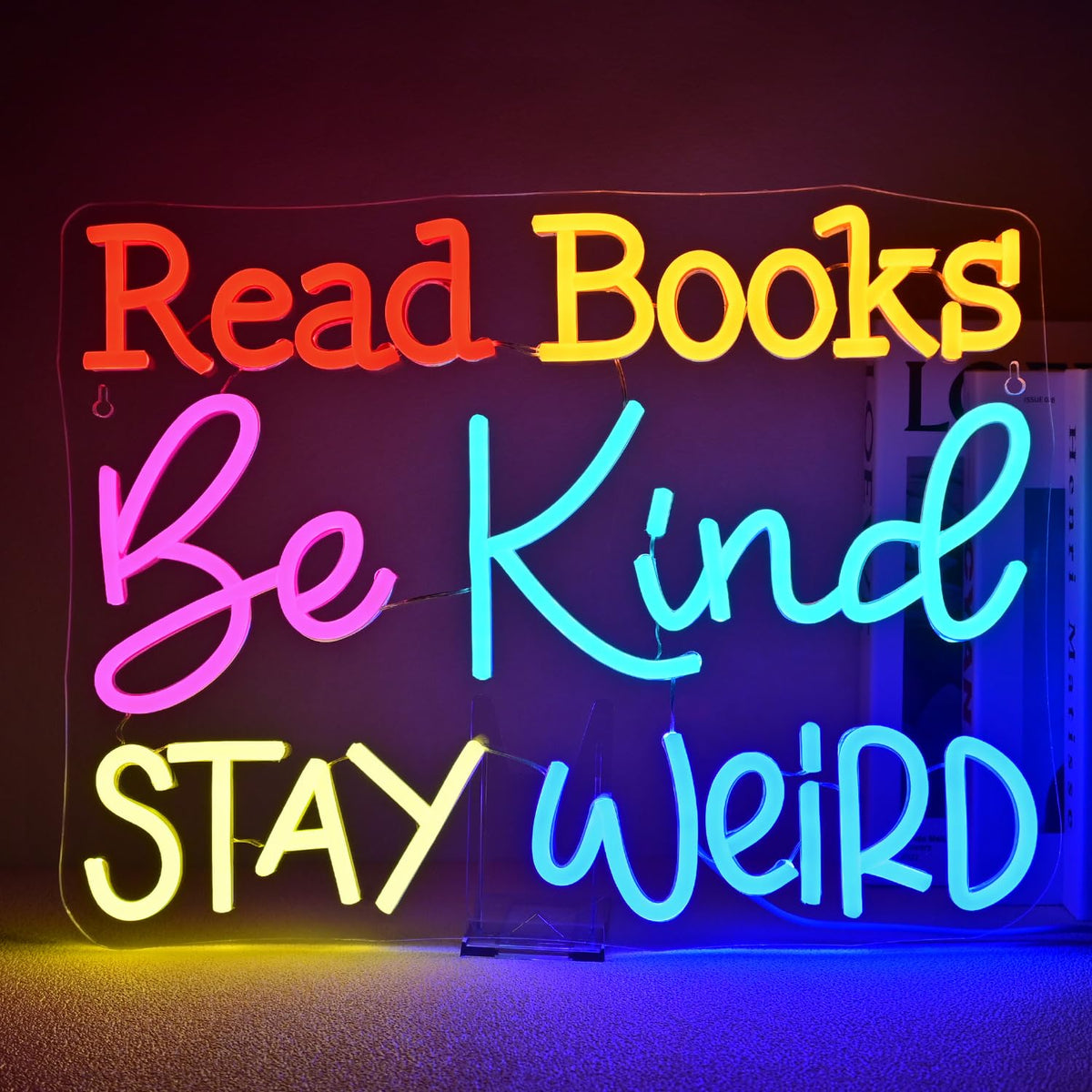 Ineonlife Read Books Be Kind Stay Weird Neon Sign Classroom Neon Light ...