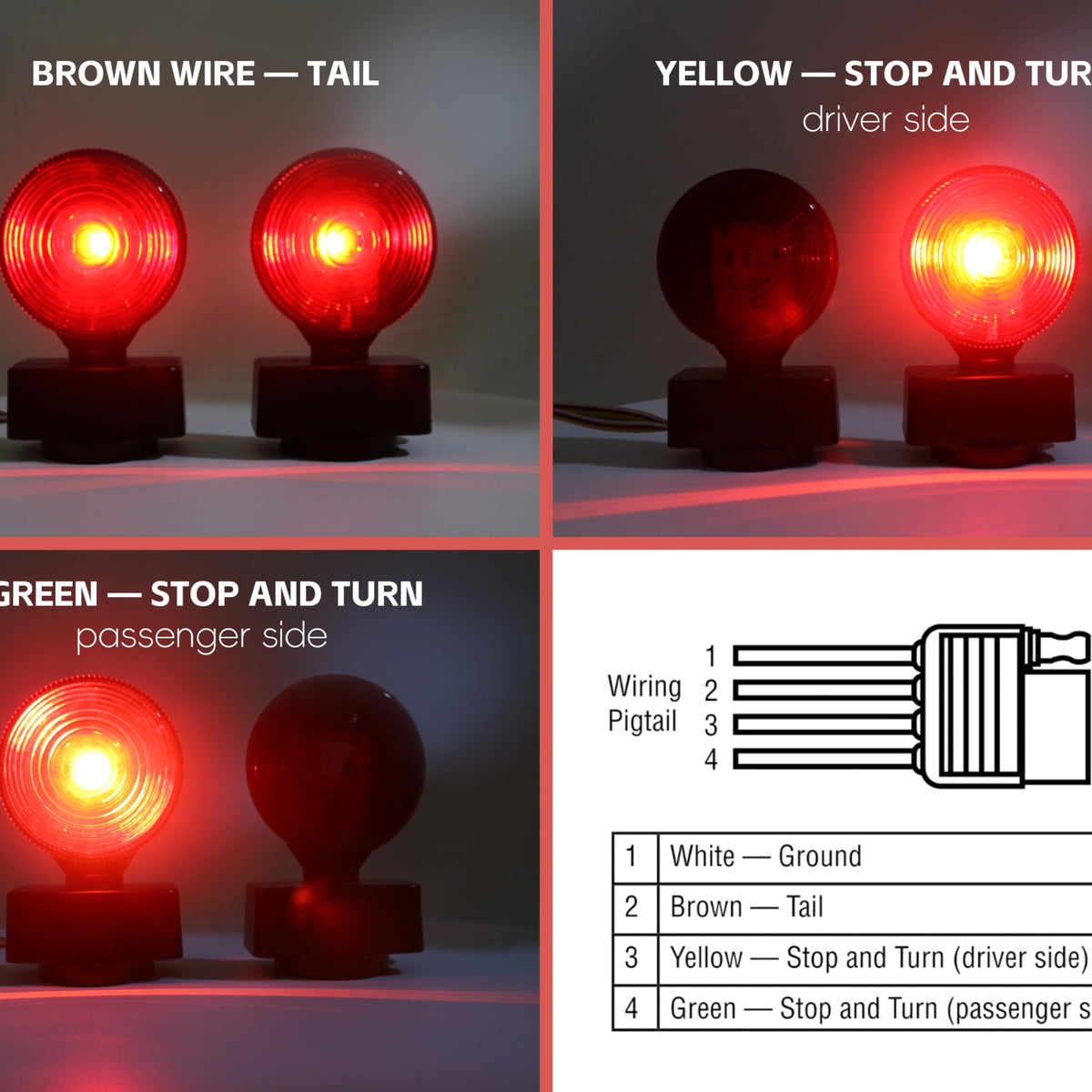 Maxxhaul 50871 Magnetic One Led Trailer Tail Towing Light Kit Dot Turn ...