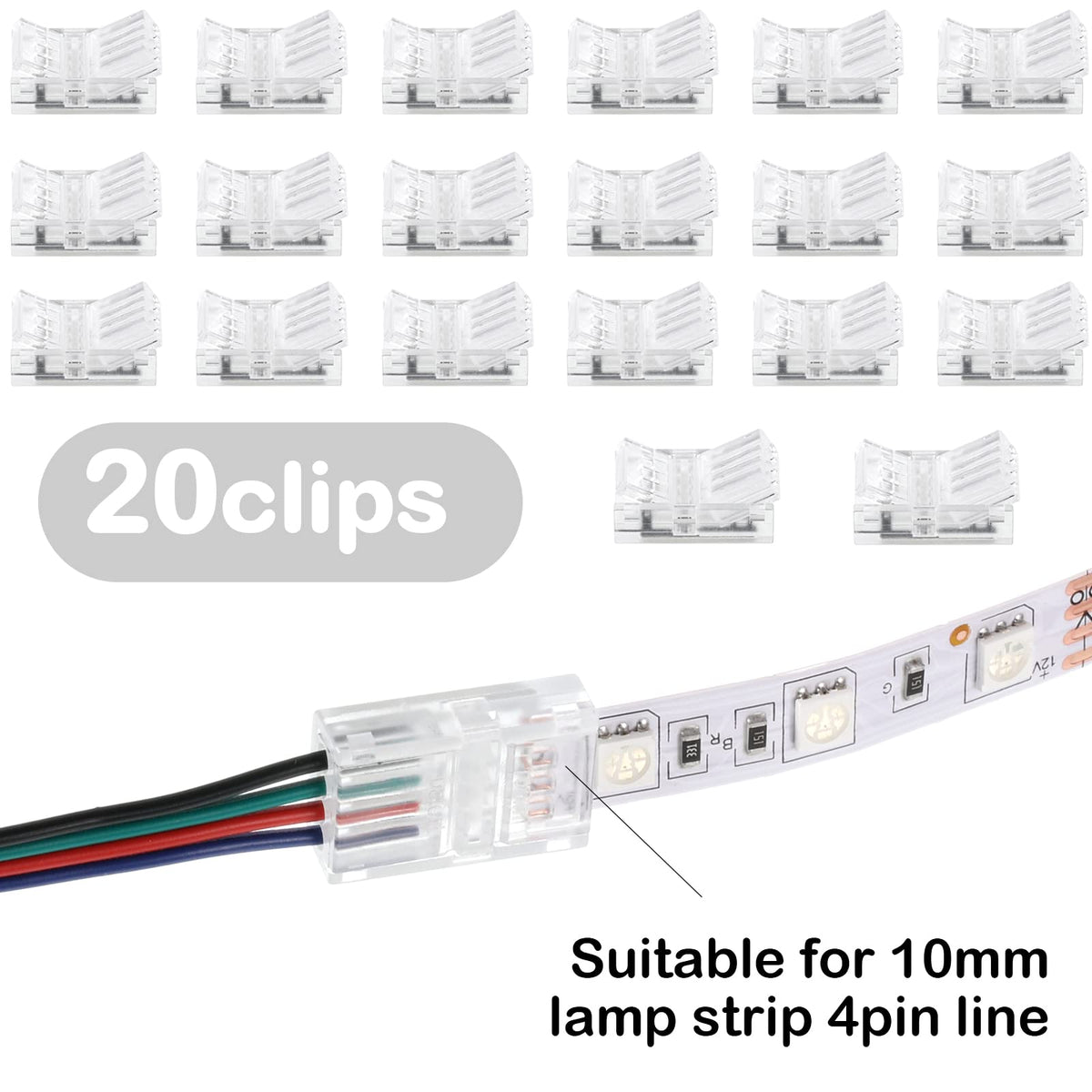 Flutesan Rgb Led Light Strip Connectors 20 Waterproof Led Adapter Conn ...