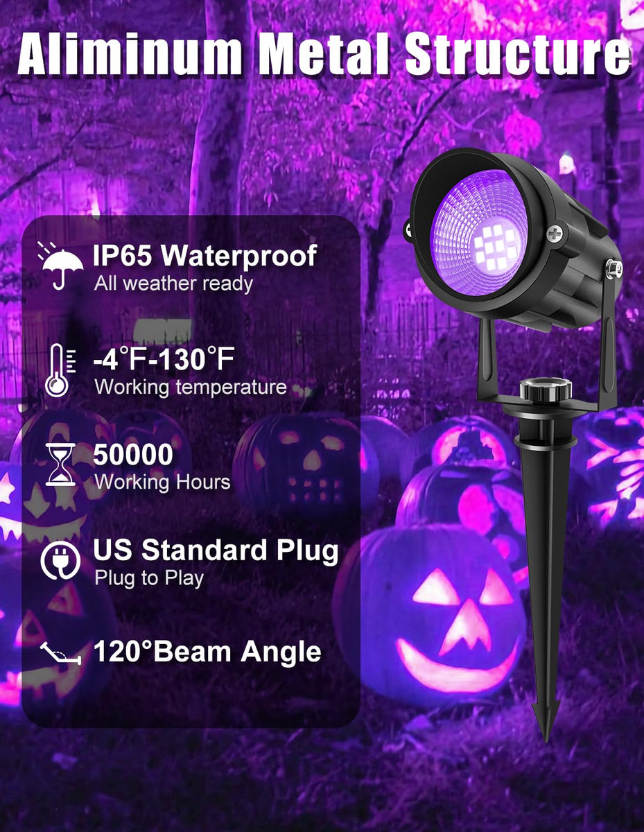 Crepow Halloween Outdoor Black Light Spotlight Led Black Lights Waterp ...