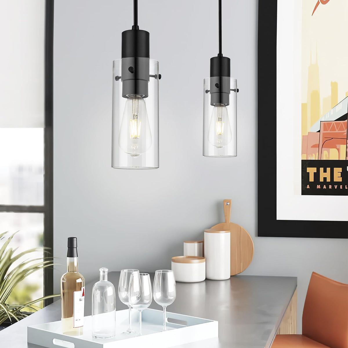Emak Modern Mini Pendant Light Fixtures, Black Pendant Lights Kitchen ...