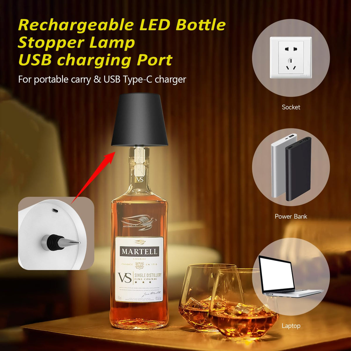 Wireless Bottle Lamp, Wine Bottle Lights with Touch Dimming ...