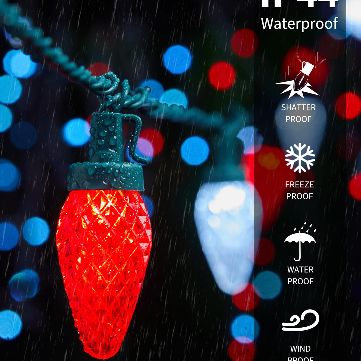 Minetom C9 LED Christmas Lights Outdoor, 100 Lights, 81 Feet, Waterpro ...