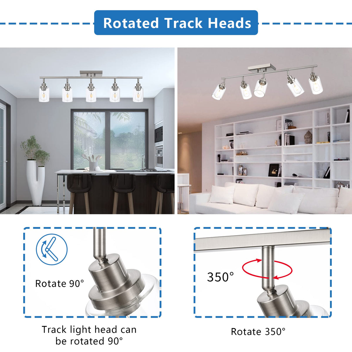 Melucee 5 Light Bathroom Light Fixtures Multi-Directional Rotating Tra ...