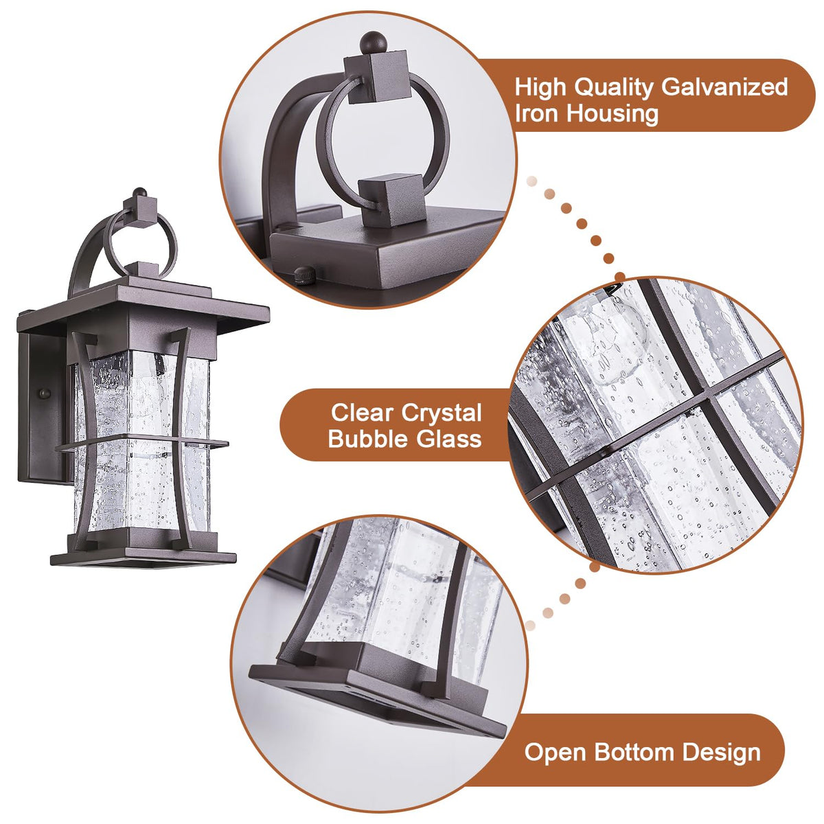 EERU Outdoor Wall Sconce Light Fixture, Oil-Rubbed Bronze, Large, Meta ...