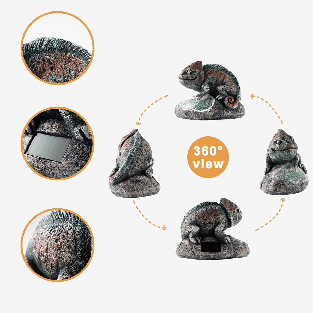 Rezpuao Garden Statue Chameleon,Solar Chameleon Decor for Outdoor,Resin ...