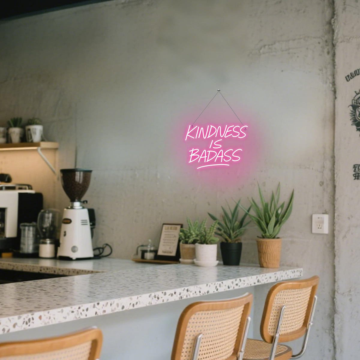 Wanxing Neon Sign - KINDNESS IS BADASS Pink LED Wall Light for Bedroom ...