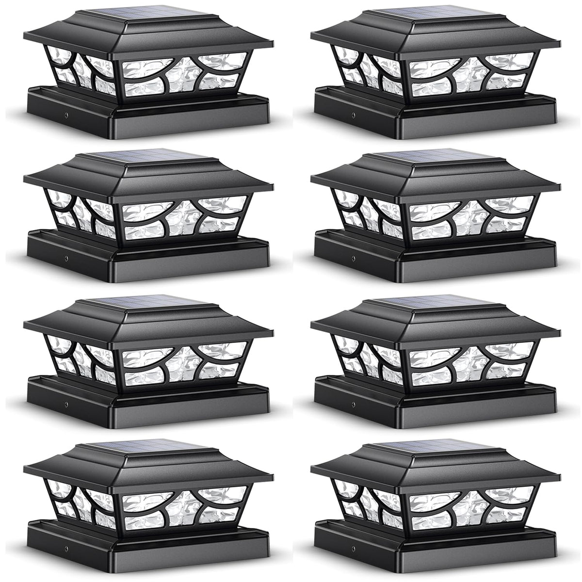 SIEDiNLAR Solar Post Lights, 4 Modes, Black, 8 Pack, for 4x4 5x5 6x6 P ...
