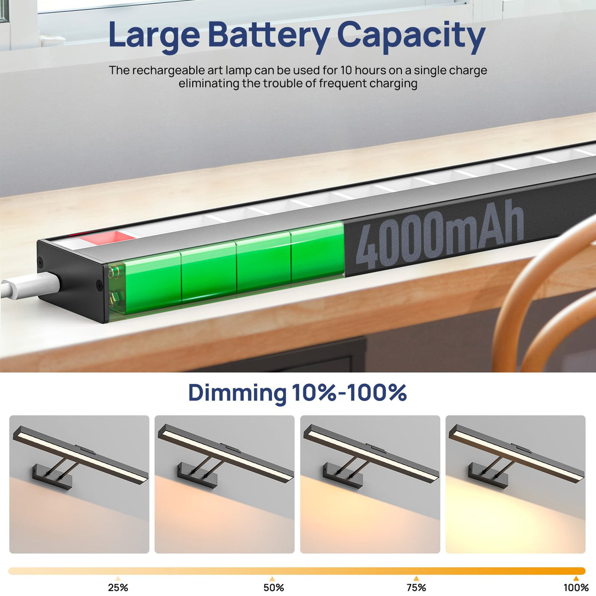 PESUTEN Picture Light Battery Operated, 16in Wireless Art Light for ...