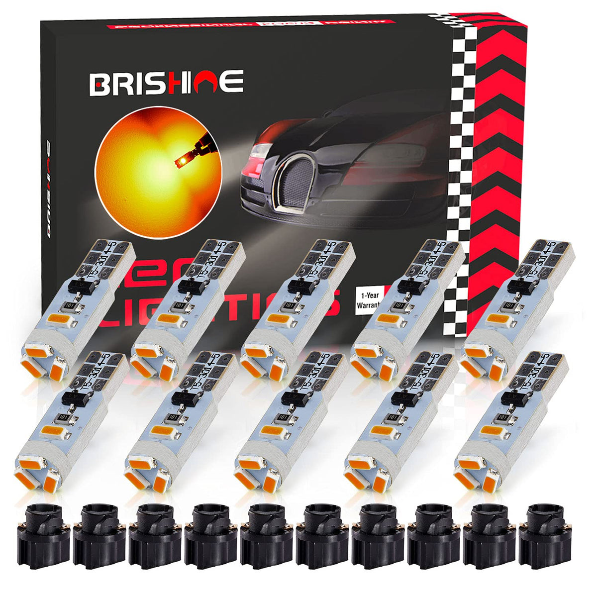 Brishine T5 37 74 2721 Led Bulbs Amber Yellow With Twist Lock Socket ...