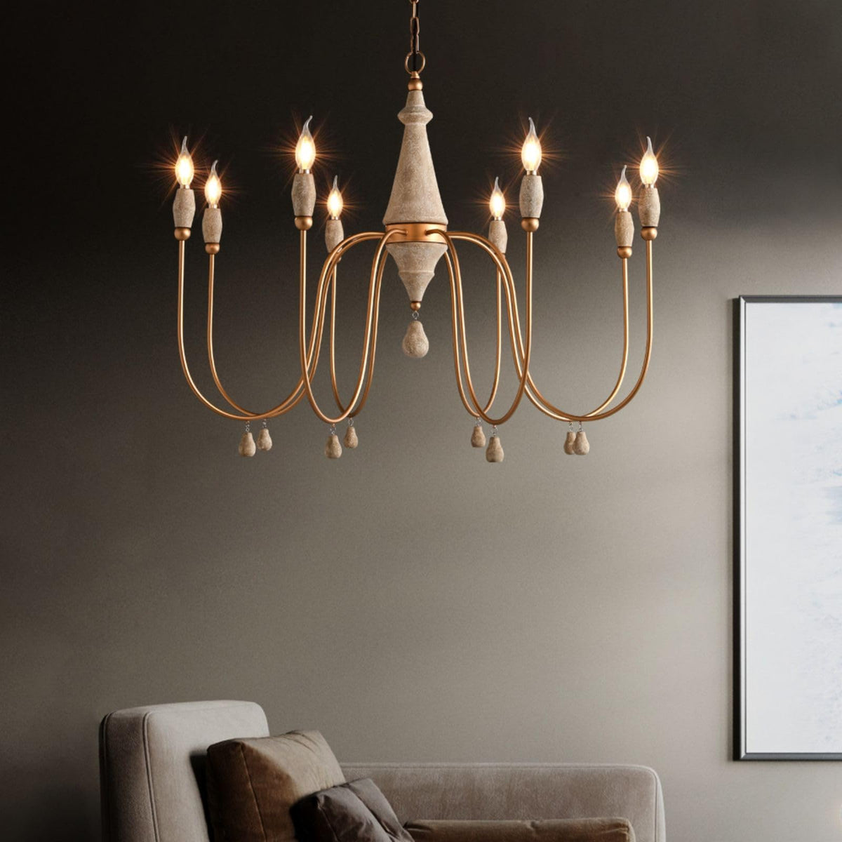 LOVEDIMA 38.2'' French Country Chandelier, Modern Farmhouse 8-Light ...