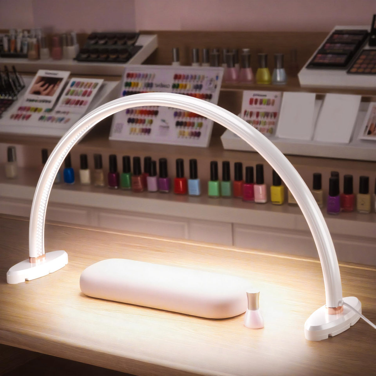 welltell Half Moon Nail Desk Lamp,USB Powered Tri-Color Temperature Br ...