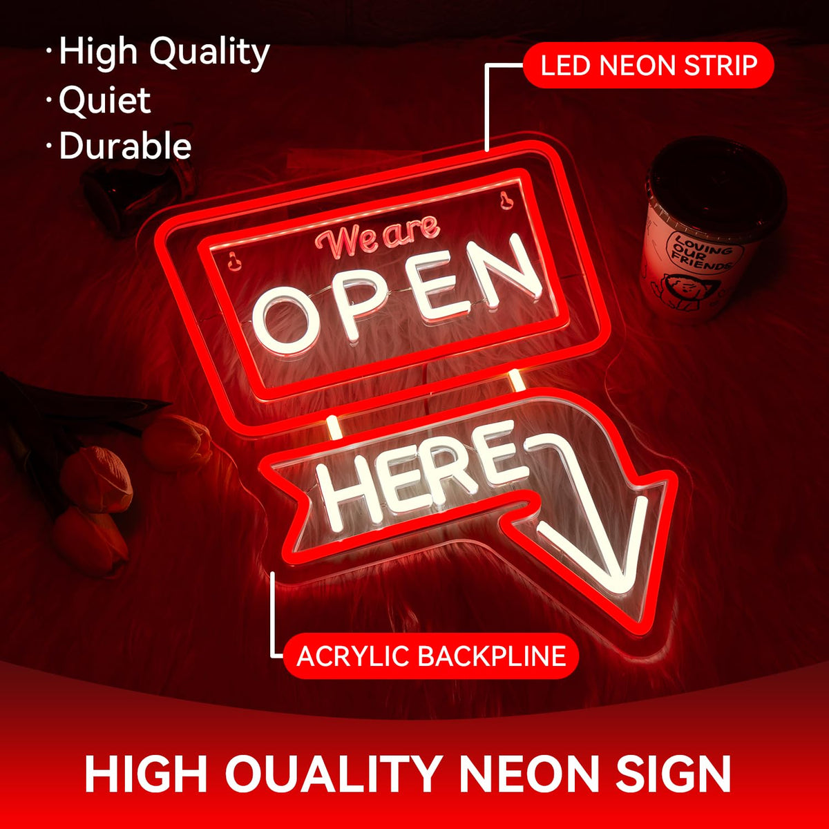 Ineonlife We Are Open Here Neon Sign Red Neon Signs For Wall Decor Led ...