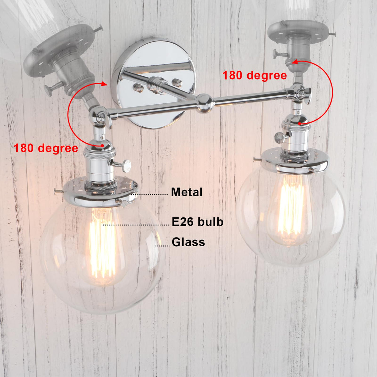 Permo Double Sconce Vintage Industrial Antique 2-Lights Wall Sconces ...