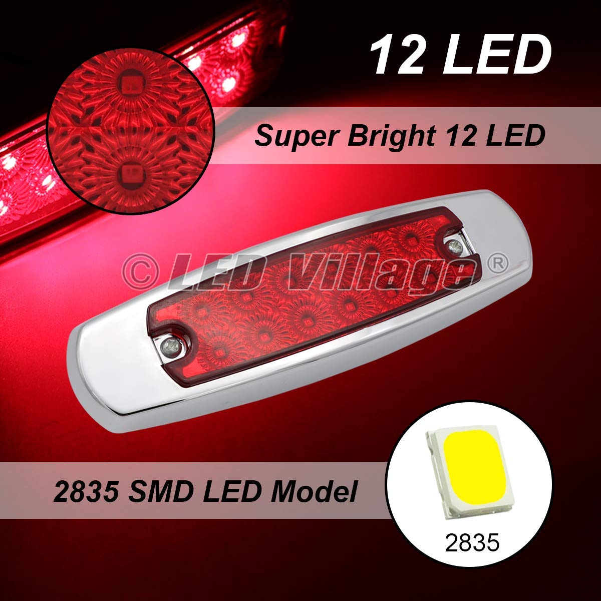 Ledvillage 20 Pcs 6.4 Inch Slim Red Led Rectangle Side Marker Fender L ...