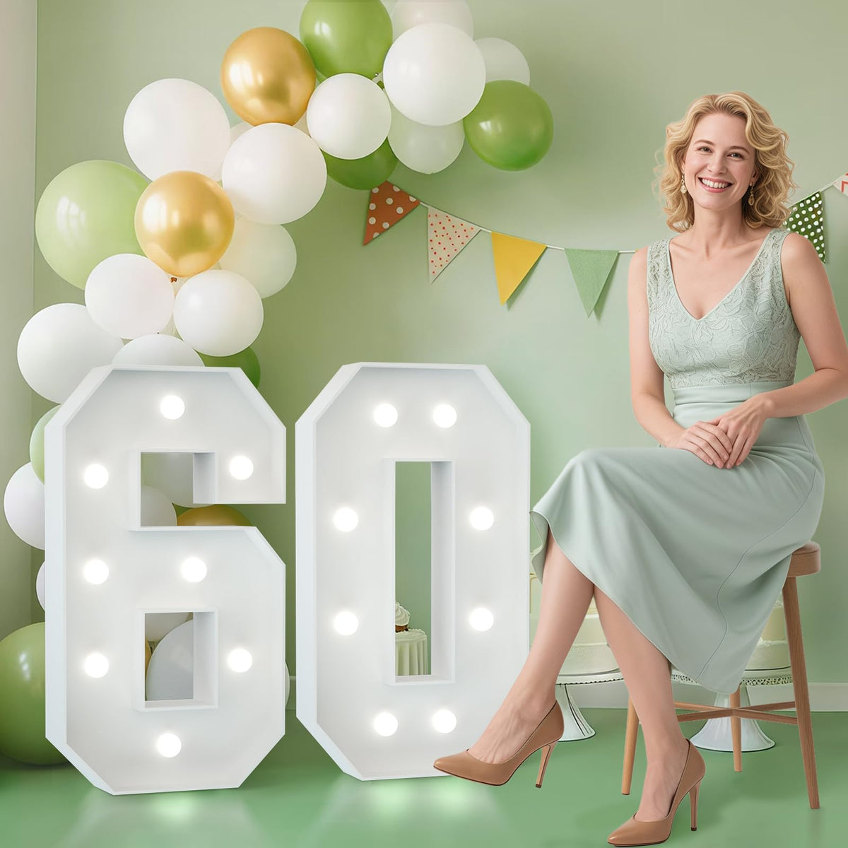 Joymuse 2.3Ft 60 Marquee Numbers 60 Light Up Numbers 60Th Birthday Dec ...