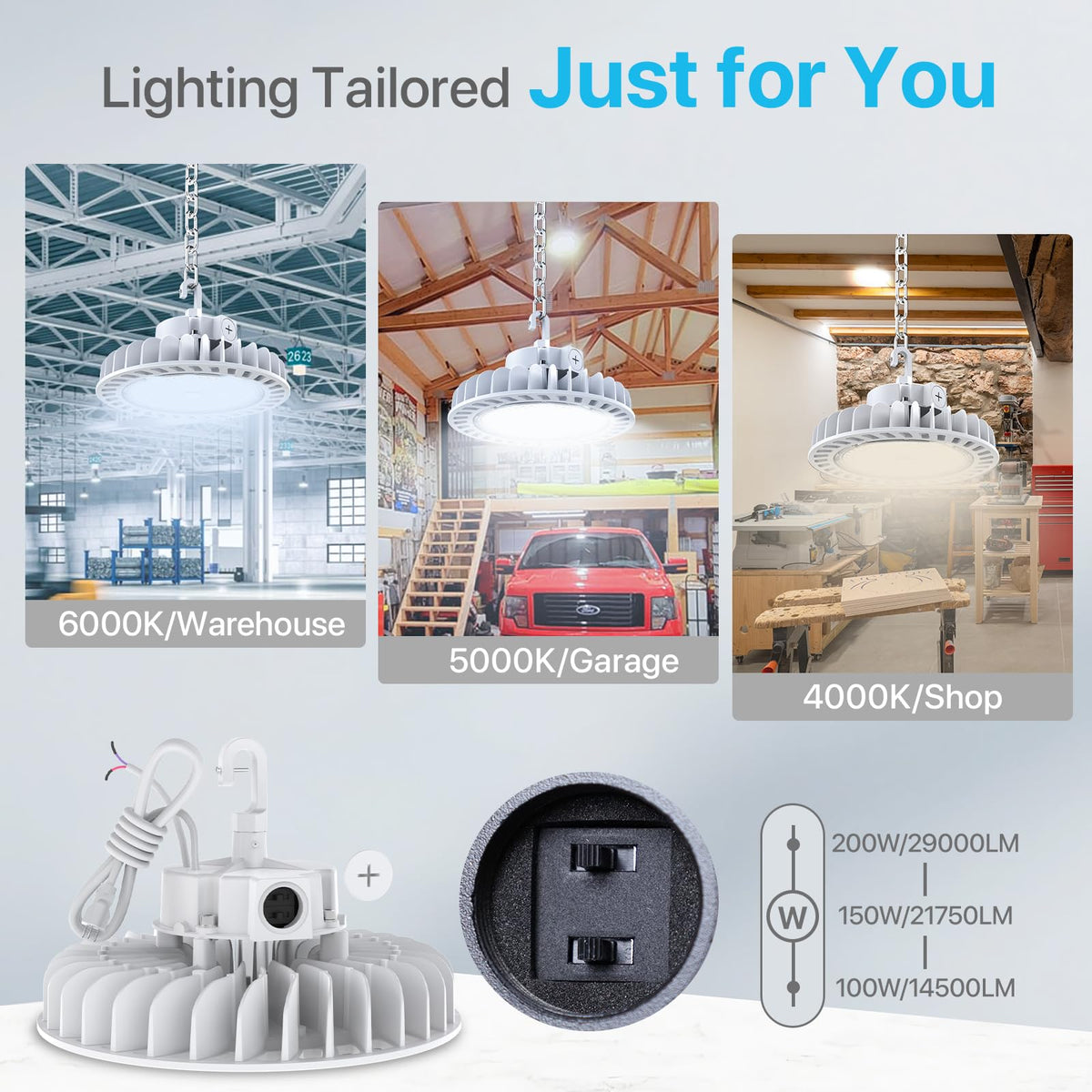 Hyperlite 200W High Bay Led Light 28,000Lm Cool White 4000K Dimmable U ...