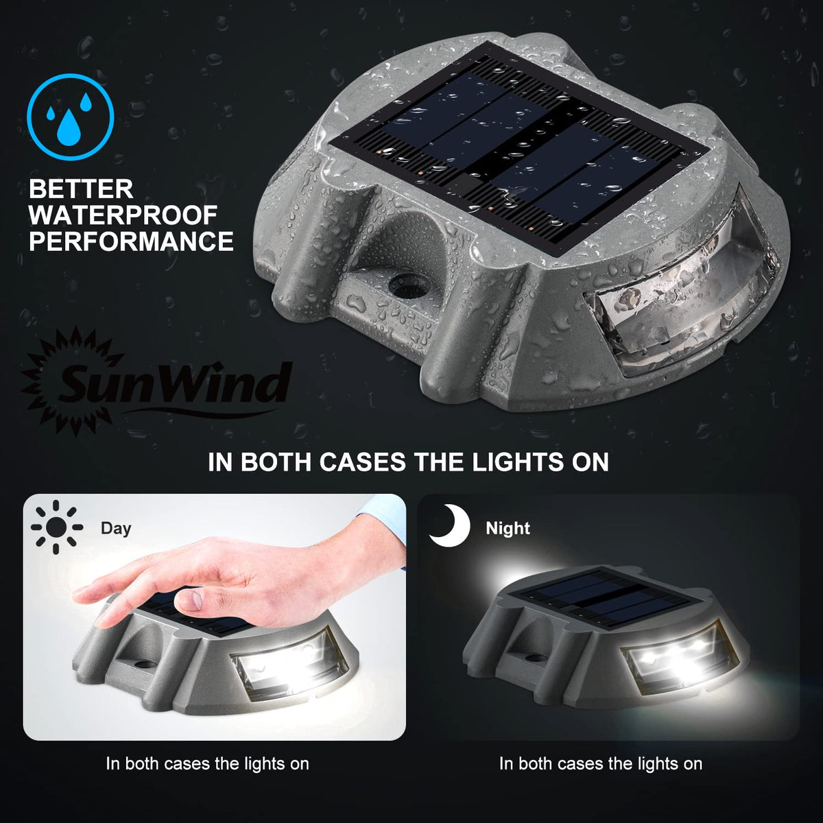 Sunwind Solar Deck Lighting Outdoor - 4 Pack Waterproof Aluminum Dock ...