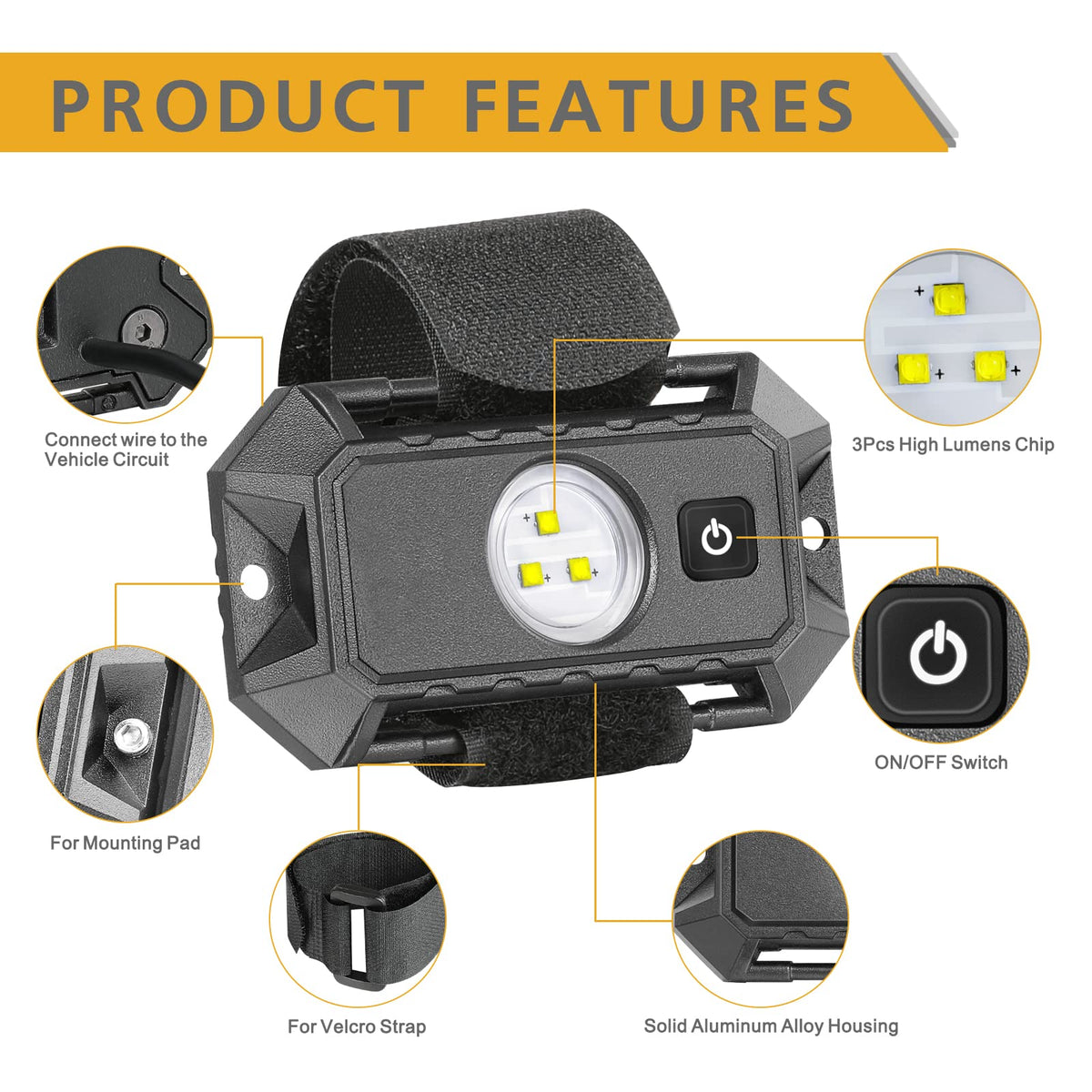 Rfroad Lighting UTV LED Dome Light 12V with Switch, White Aluminum, Mo ...