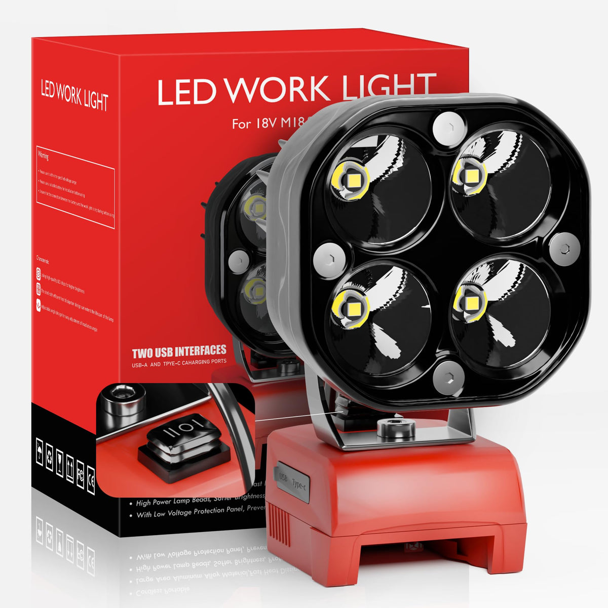 Milwaukee M18 18V Battery Portable LED Work Light 1800LM Flashlight ...