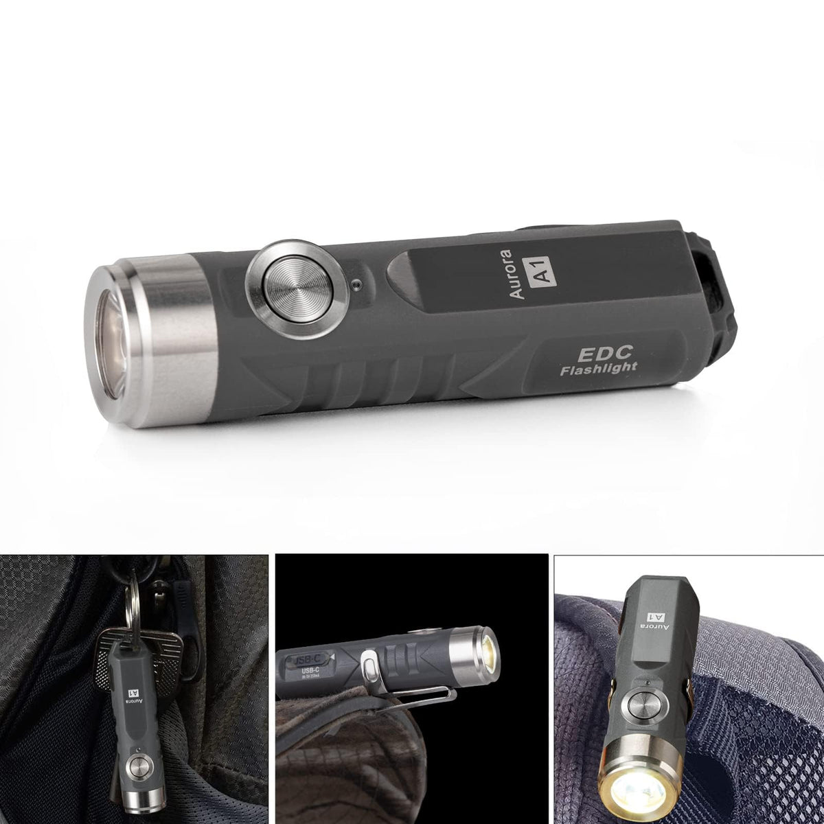 RovyVon A1 Gen 4 Keychain Flashlight 650 Lumens Mini Light, Grey, Rech ...