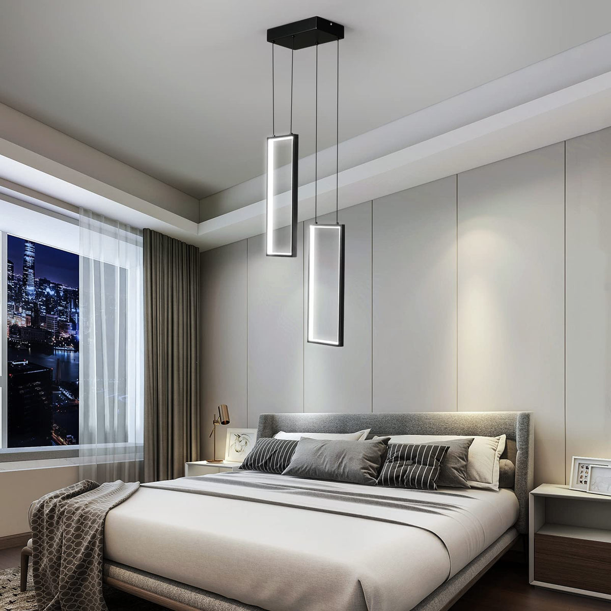 Fdpby Modern Kitchen Pendant Light Fixture Black 18W Led Pendant Light ...