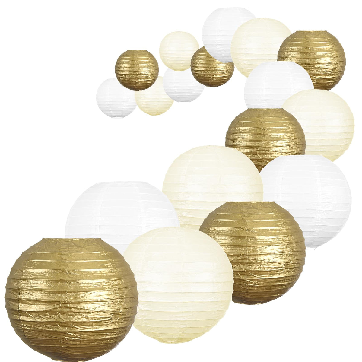 UNIQOOO 18PCS Metallic Gold Paper Lantern Wedding Decoration Set ...