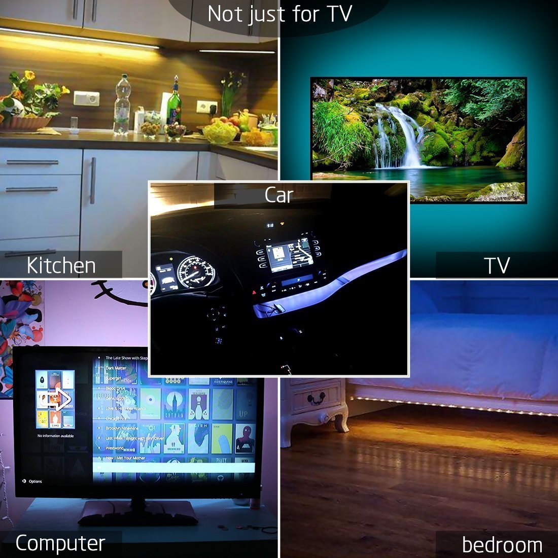 SMY LED TV Backlight USB Strip Light Kit, RGB, Waterproof IP65, 6.56Ft ...
