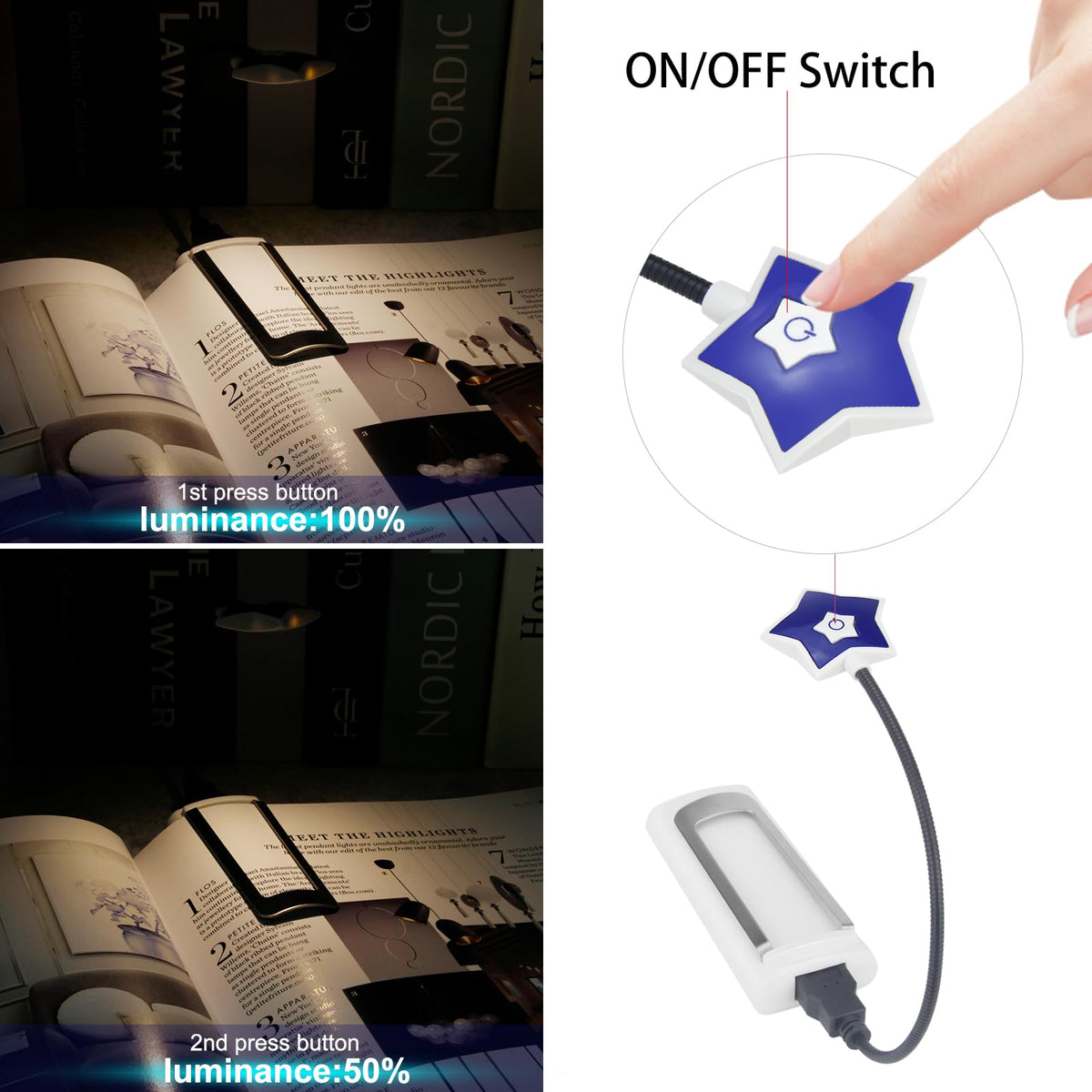 LUXSWAY LED Reading Light, Battery Operated Book Light for Reading in ...