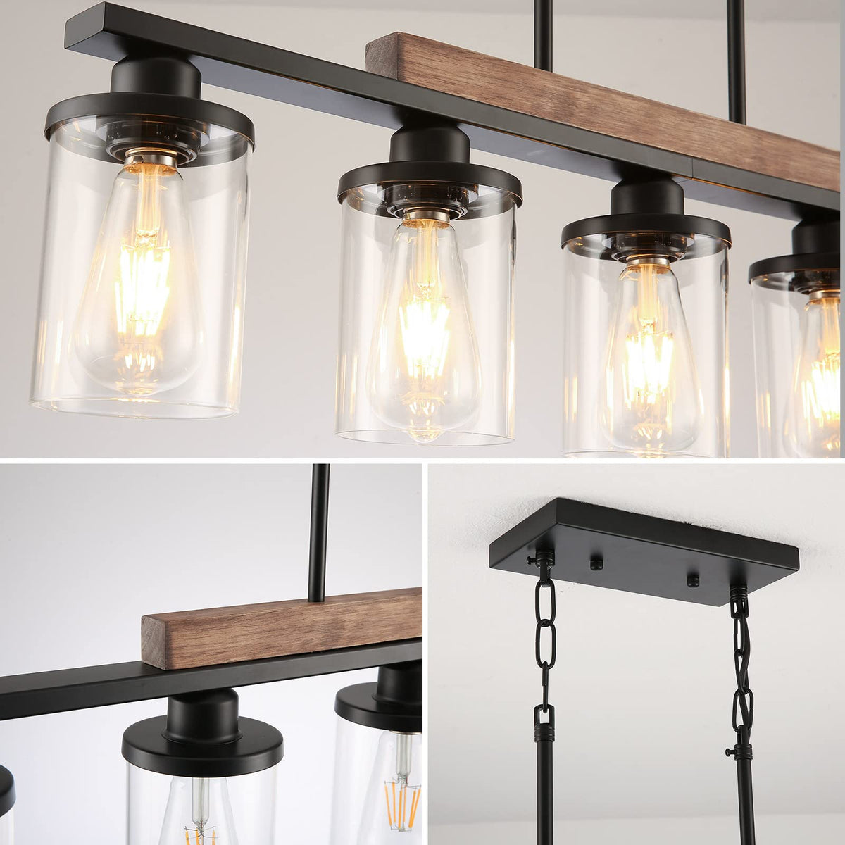 Feohak Dining Room Light Fixture,5-Light Kitchen Island Lighting ...