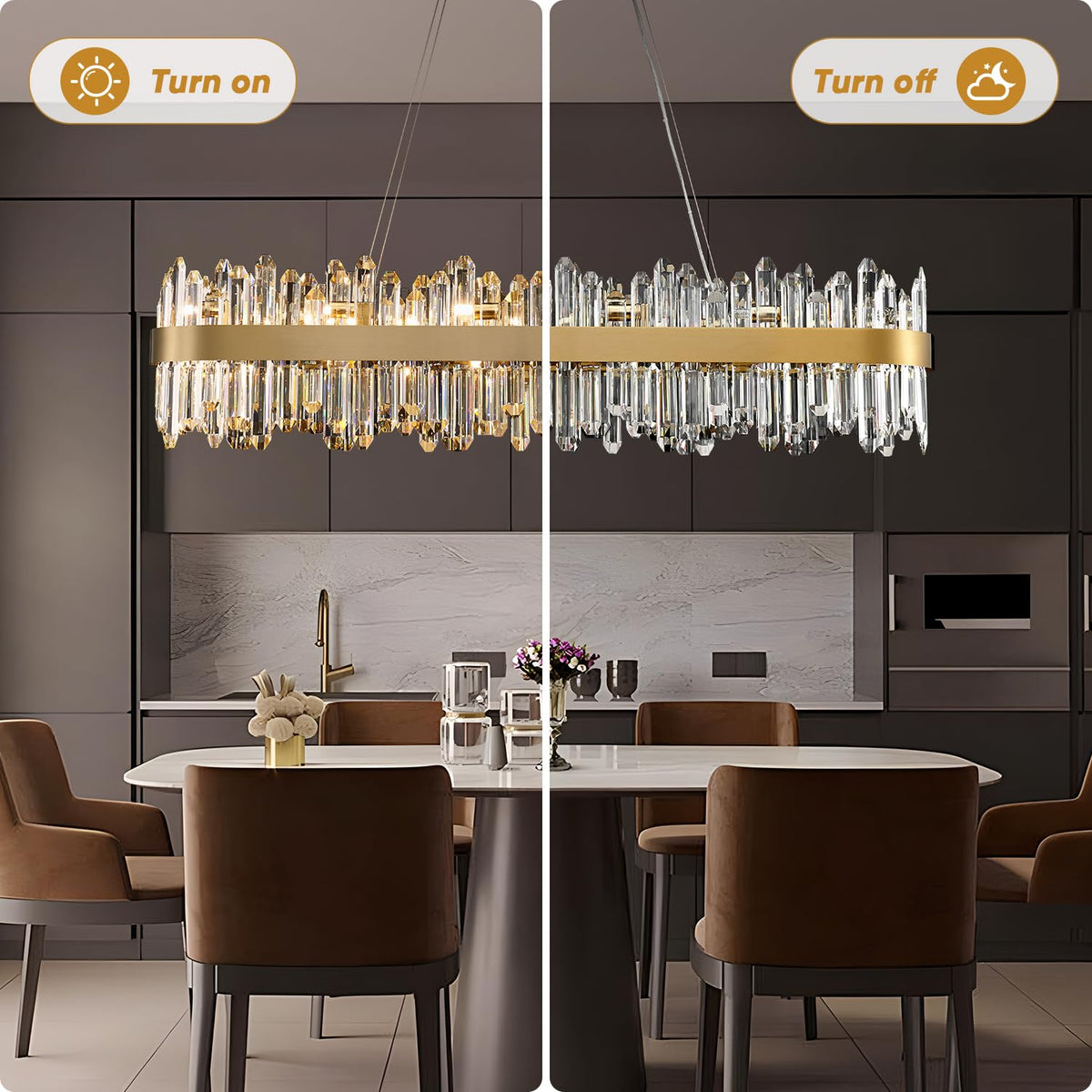 LIZZTREE Gold Oval Crystal Chandelier L45.3 inch, 24-Lights Gold ...