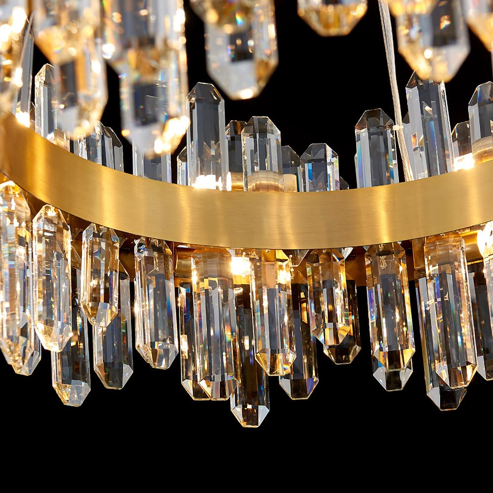 LIZZTREE Gold Modern Oval Crystal Chandelier, 16-Lights Luxury ...