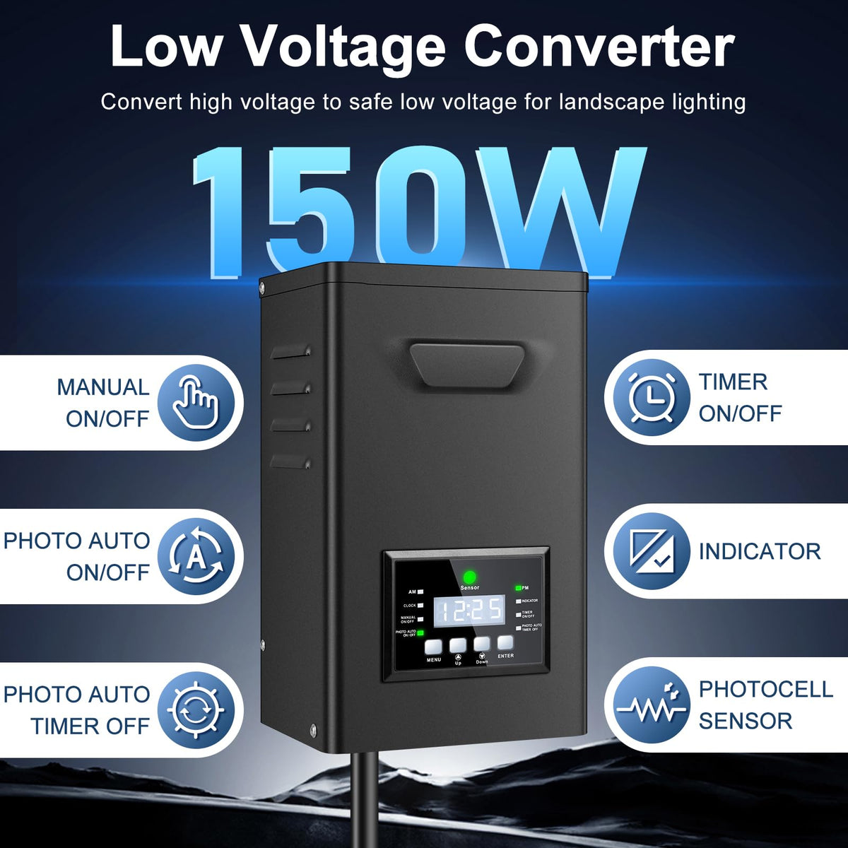ROLANCHE 150W Low Voltage Landscape Transformer with Timer & Photocell ...