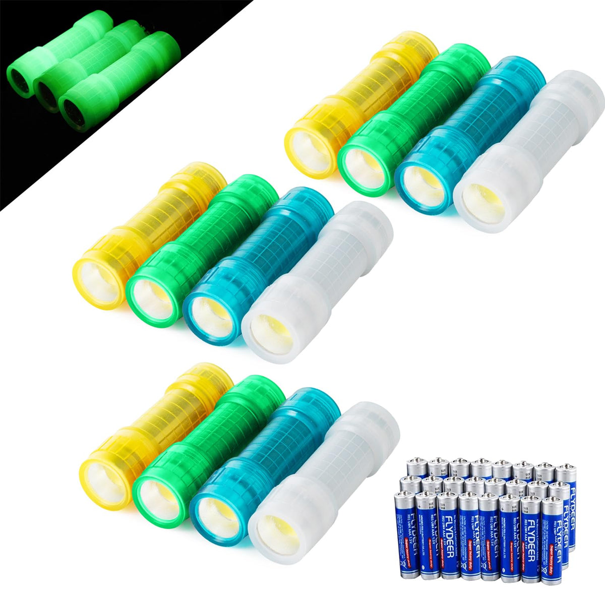 KunHe 12 Pack Glow in Dark Flashlights Mini Flashlight for Kids Bulk f ...