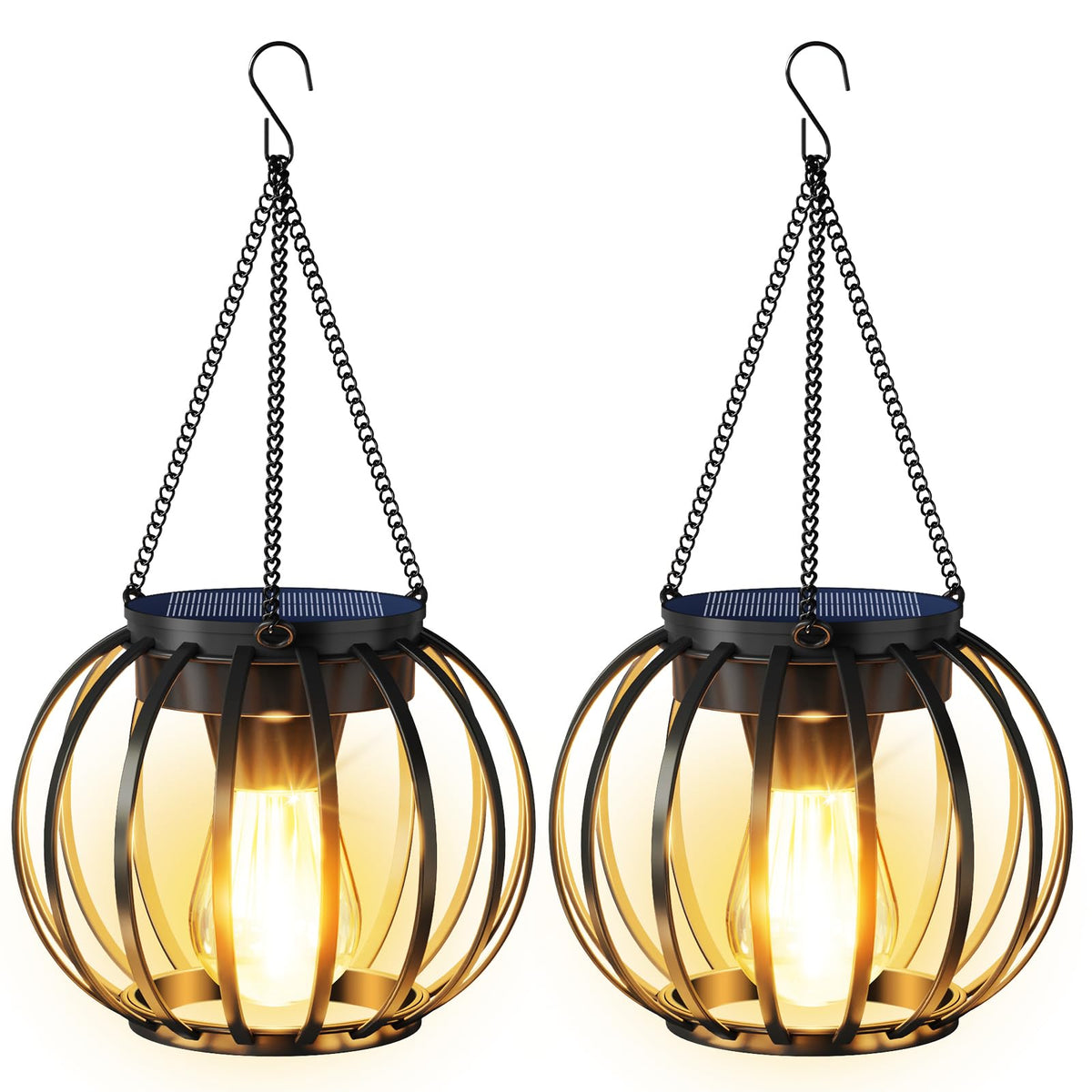 Aounq Solar Lanterns Outdoor Waterproof 2 Pack 14.37 Metal Hanging Sol ...