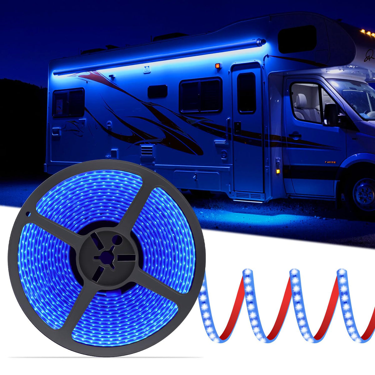 20Ft Rv Awning Lights 12V Blue Rv Led Strip Lights Ip68 Waterproof Cam ...