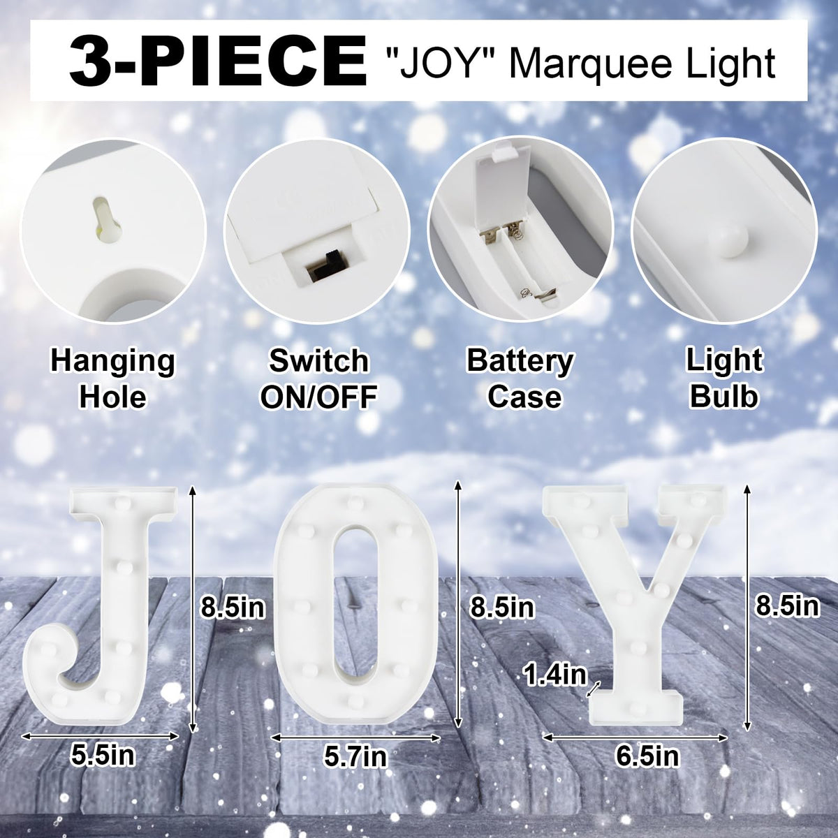 Christmas Decorations Indoor, Marquee Light Up Letters JOY LED Letter ...