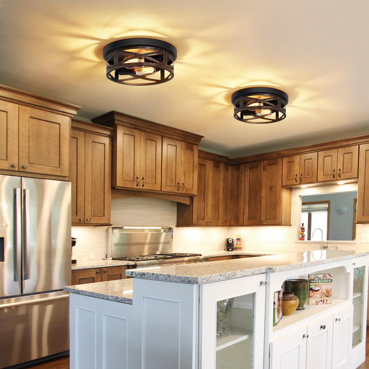 ZHU YAN Flush Mount 4-Light Ceiling Light Fixture for Hallway, Kitchen ...