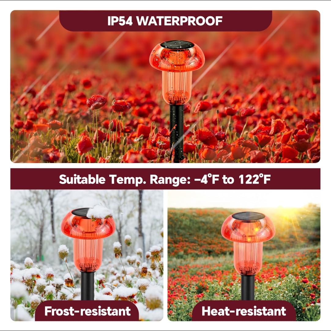 COZY-PAVILION Halloween Solar Pathway Lights, 4-Pack Red LED, Waterpro ...