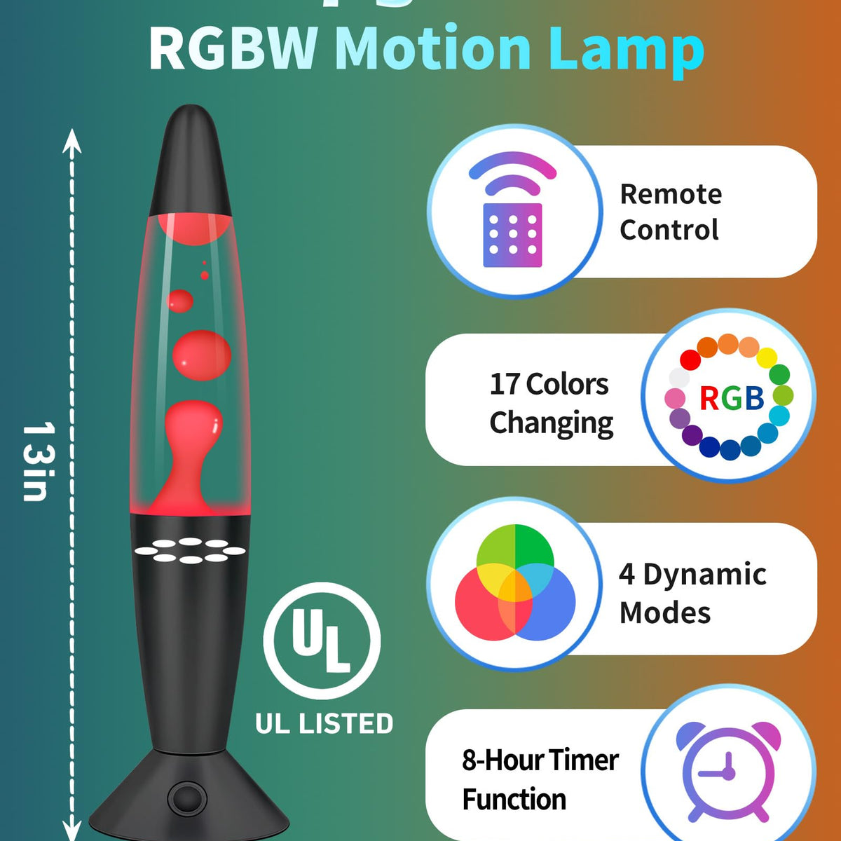 Elomavapa Black Liquid Motion Lamp - 13.5 Inch LED Night Light, Multic ...