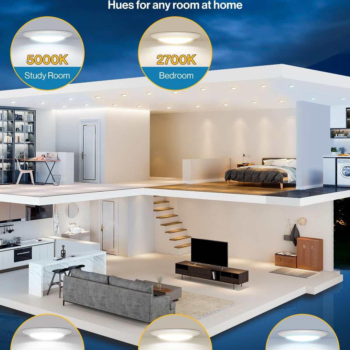 Sunco 24 Pack 4 Inch LED Disk Lights, Flush Mount Disc Recessed Ceiling ...