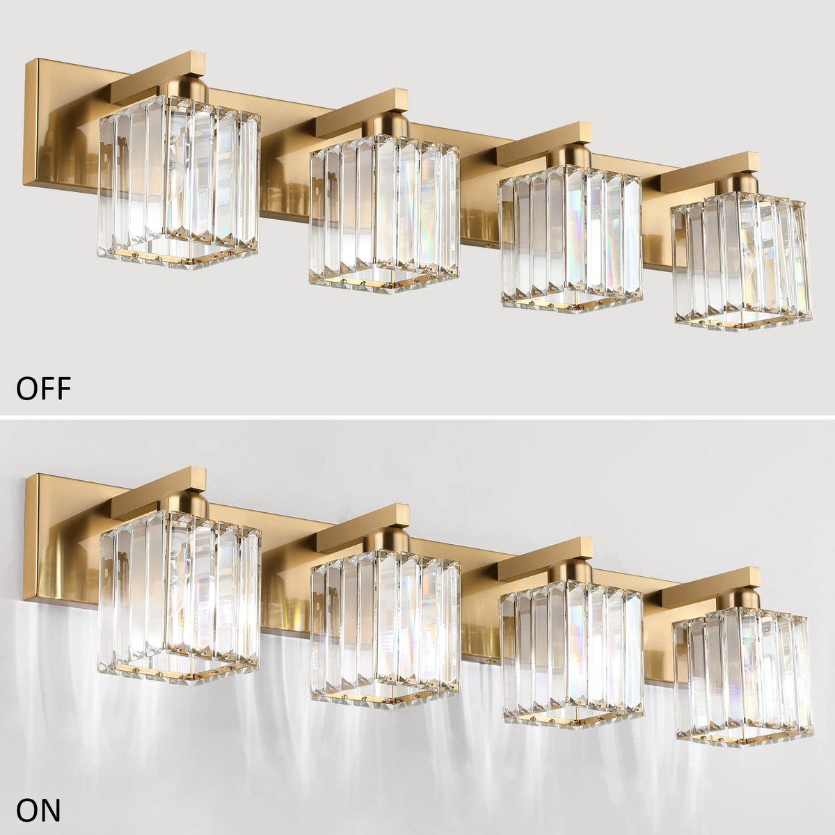 Aipsun Bathroom Lighting Fixtures Modern Crystal Vanity Light 4-Light ...