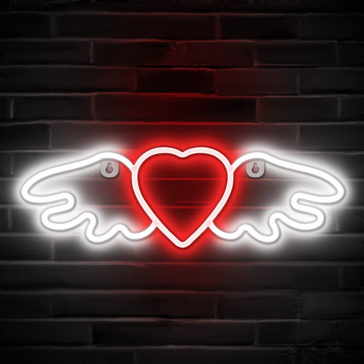 Lumoonosity Neon Heart & Angel Wings Sign - USB Powered LED Light, 14 ...