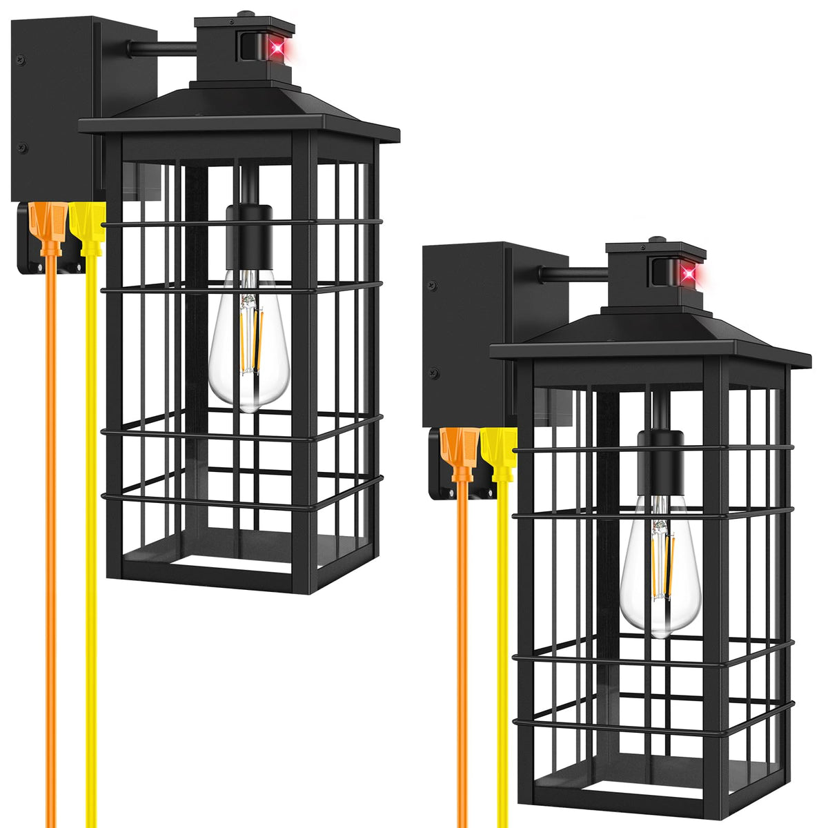 18inch Large Motion Sensor Porch Lights with GFCI Outlets, Dusk to Dawn ...